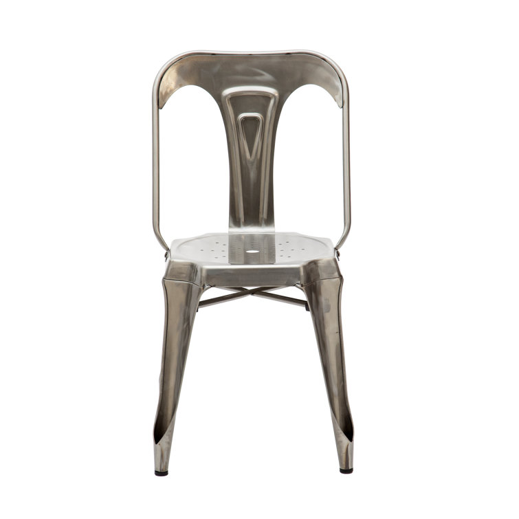 Williston Forge Bouie Metal Slat Back Stacking Side Chair Uk